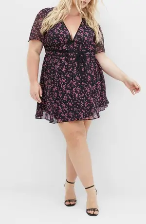 City Chic Carrie Print Mini Dress