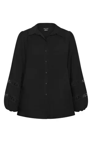 City Chic Deanna Lace Trim Shirt