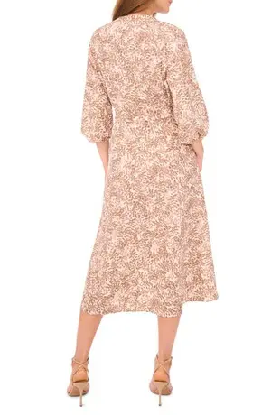 Vince Camuto Long Sleeve Tie Waist Midi Dress