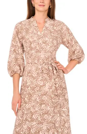 Vince Camuto Long Sleeve Tie Waist Midi Dress