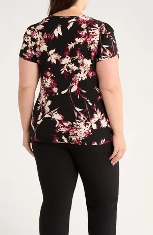 Anne Klein Printed Short Sleeve Top