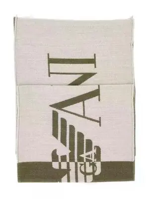 Emporio Armani Two-tone Logo Fringed Scarf - White