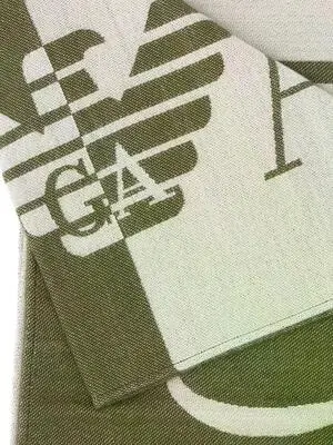 Emporio Armani Two-tone Logo Fringed Scarf