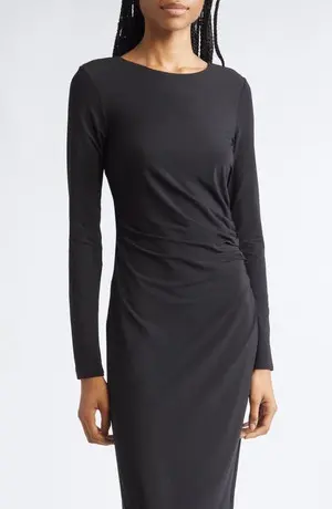 Max Mara Long Sleeve Ruched Jersey Midi Dress