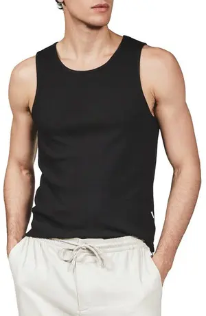7 Diamonds 7 Diamonds Cotton & Modal Ribbed Tank Black