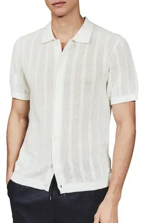 7 Diamonds Kellan Knit Short Sleeve Button-up Shirt - Natural