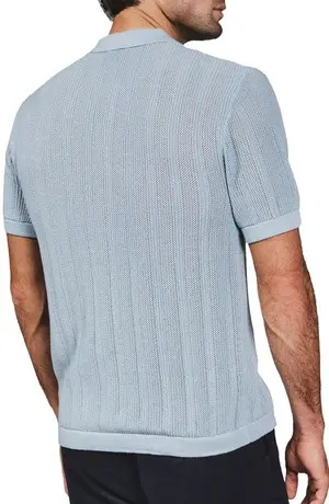 7 Diamonds Kellan Knit Short Sleeve Button-up Shirt - Powder Blue