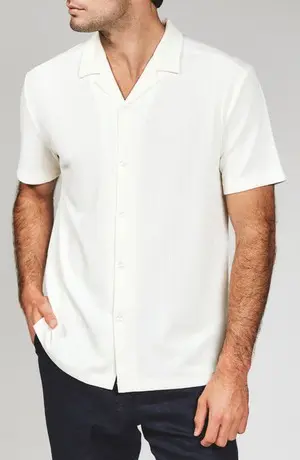 7 Diamonds Vaughn Rib Knit Camp Shirt - Ivory