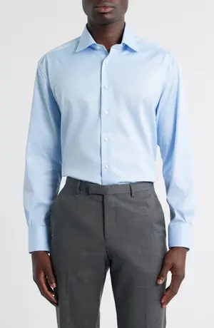 ETERNA Cover Modern Fit Non-iron Cotton Cover Shirt - Sky