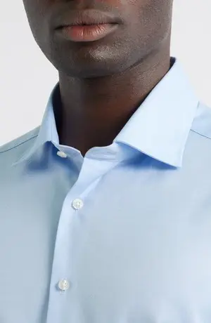 ETERNA Cover Modern Fit Non-iron Cotton Cover Shirt - Sky