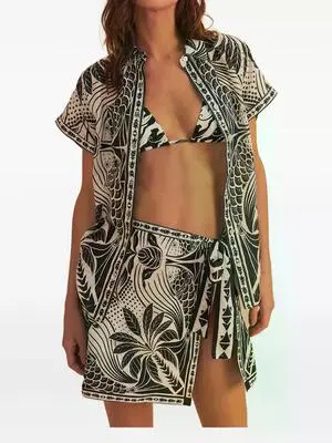 Farm Rio Printed Wrap Skirt - White