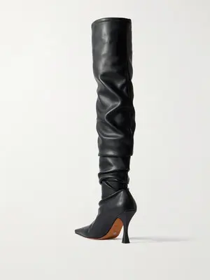 Proenza Schouler Trap Ruched Leather Over-the-knee Boots - Black