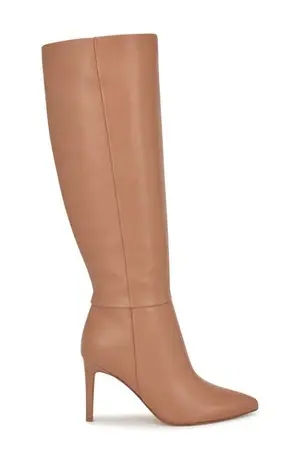 Nine West Pointed Toe Knee High Boots - Beige