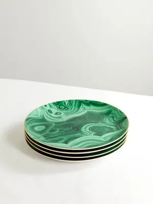 L'Objet L'OBJET Malachite Dessert Plates Set Of Four Green