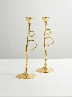 L'Objet Evoca Candlesticks Set Of Two - Gold