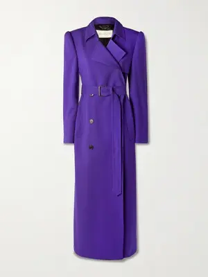 Dries Van Noten Double-breasted Belted Wool-blend Coat