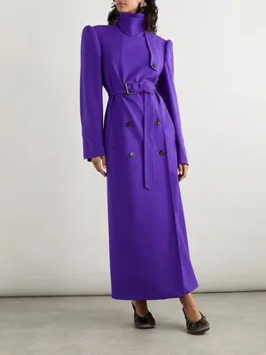 Dries Van Noten Double-breasted Belted Wool-blend Coat