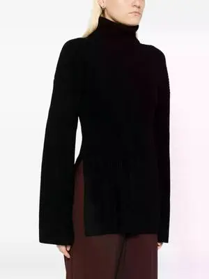 TOTEME Merino Slit Sleeve Sweatshirt - Black