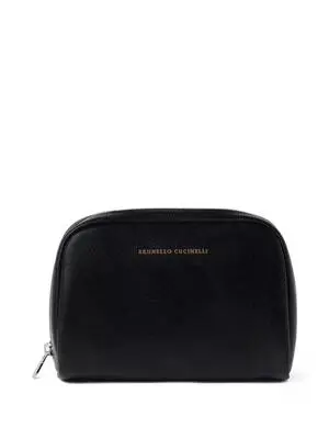Brunello Cucinelli Textured-leather Wash Bag - Black