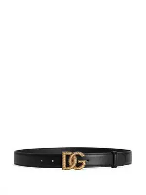 Dolce & Gabbana Logo-plaque Leather Belt - Black