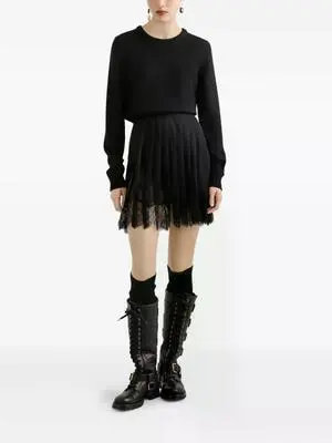 Dolce & Gabbana Pleated Mini Skirt With Lace Trim