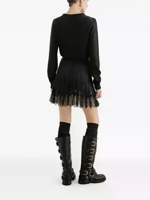 Dolce & Gabbana Pleated Mini Skirt With Lace Trim