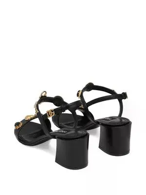 Dolce & Gabbana Embellished Goatskin Sandals With Stones - Black