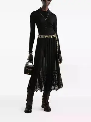 Dolce & Gabbana Midi Pleated Lace-trim Skirt