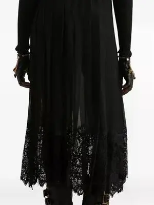 Dolce & Gabbana Midi Pleated Lace-trim Skirt