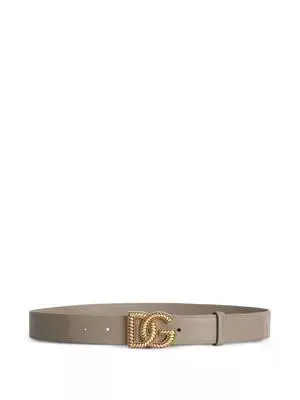 Dolce & Gabbana Logo Buckle Belt - Neutrals
