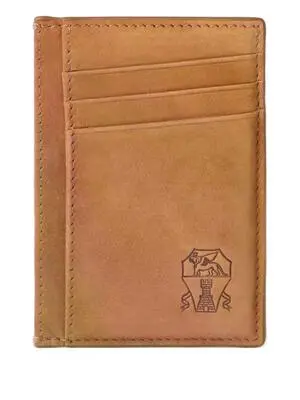 Brunello Cucinelli Embossed Leather Card Holder - Brown