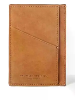 Brunello Cucinelli Embossed Leather Card Holder - Brown
