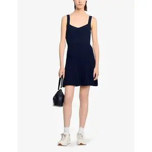 Sandro Sleeveless Pleated Knitted Mini Dress