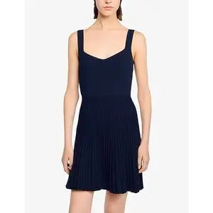Sandro Sleeveless Pleated Knitted Mini Dress