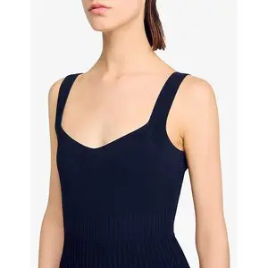 Sandro Sleeveless Pleated Knitted Mini Dress