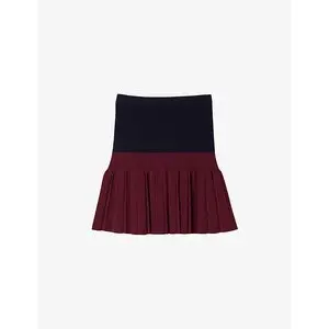 Sandro Knitted Mini Skirt With Pleated Hem