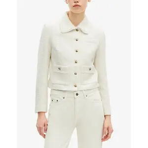 The Kooples Collared Crop Tweed Jacket