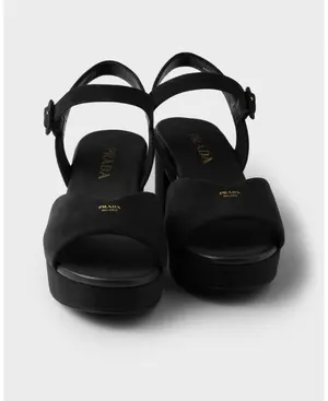 Prada Padded Suede Sandals - Black