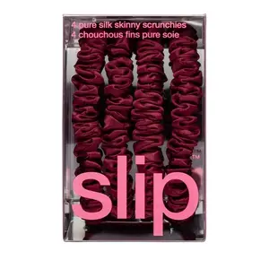 Slip Pure Silk Skinny Scrunchies Set Of 4 - Maroon