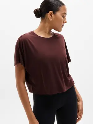 Athleta Relaxed Fit Crop Tee - Garnet
