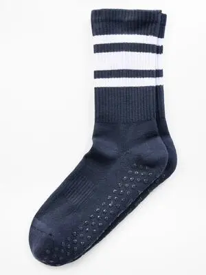 Athleta Pilates Gripper Crew Socks - Eclipse/white