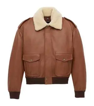 Saint Laurent Shearling Collar Leather Jacket