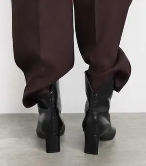 Khaite Leather Ona Ankle Boots 55