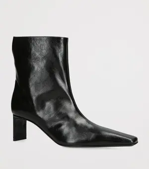 Khaite Leather Ona Ankle Boots 55