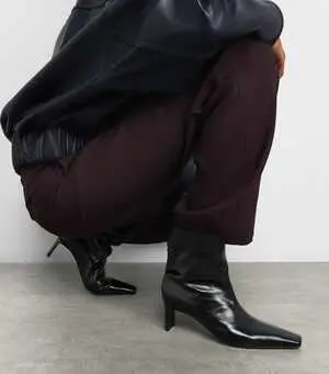 Khaite Leather Ona Ankle Boots 55