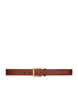 SAINT LAURENT Leather Logo-Buckle Belt
