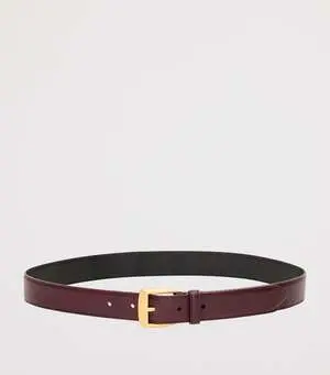 Saint Laurent Leather Trapezoid Belt - Burgundy