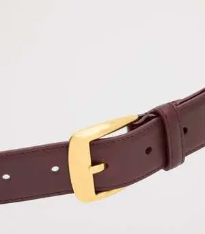 Saint Laurent Leather Trapezoid Belt - Burgundy