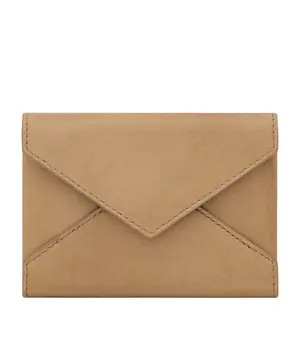 Saint Laurent Leather Letter Flap Card Holder - Brown