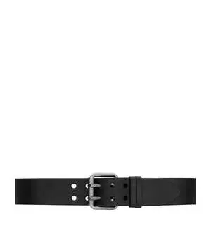 Saint Laurent Calfskin Motorcycle-buckle Belt - Black